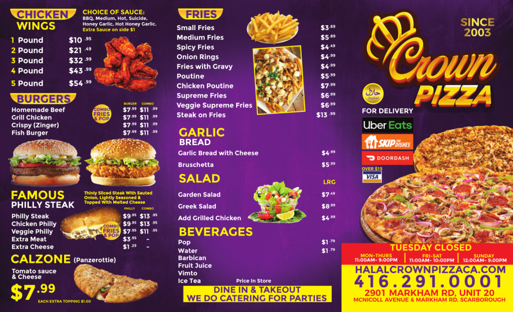 Menu – Halal Crown Pizza